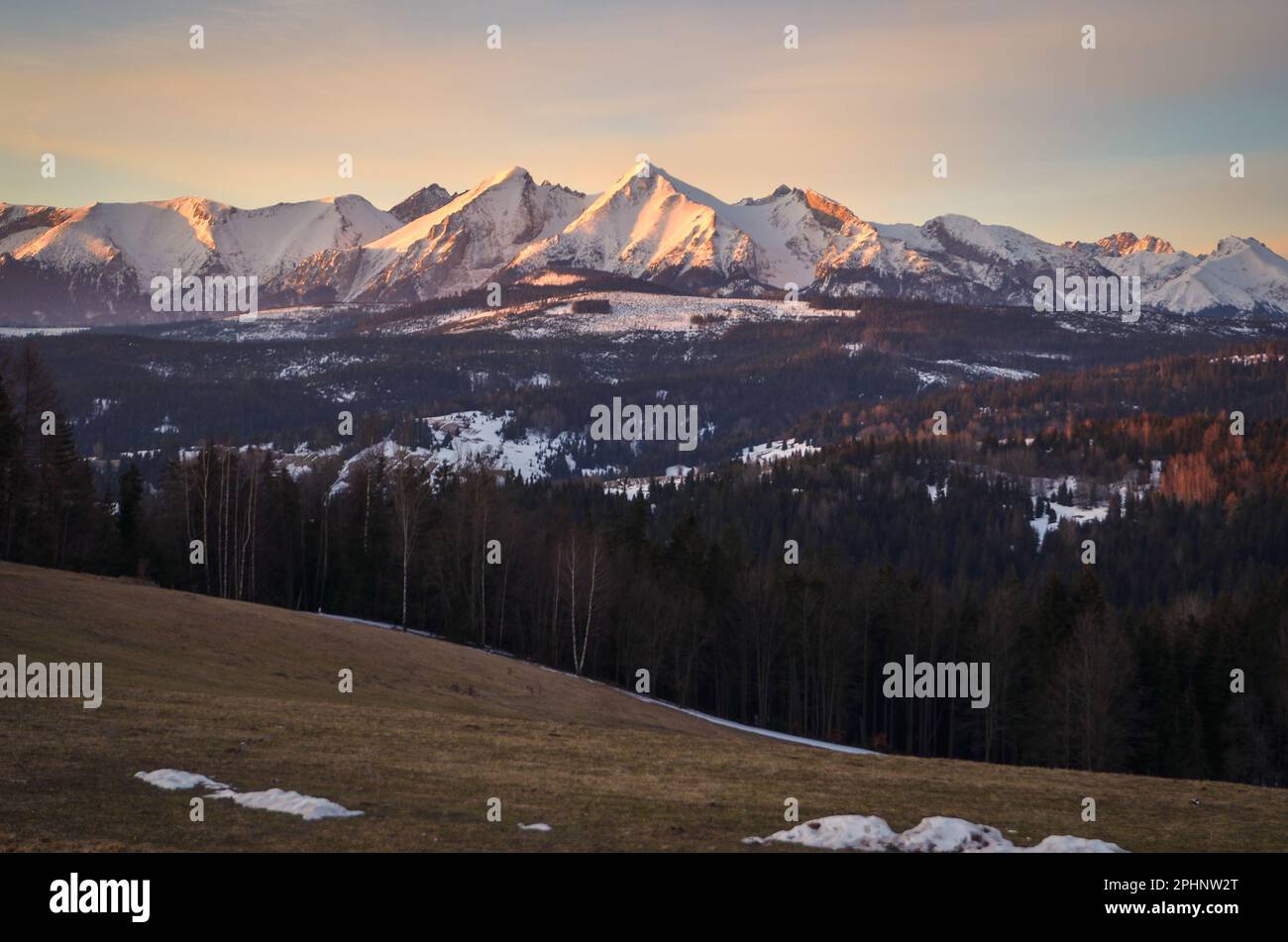 Beautiful morning mountain landscape. View of the Tatra Mountains from ...