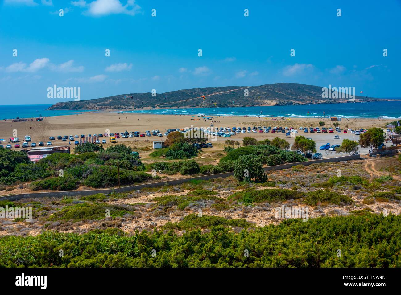 Panorama of Prasonisi beach at Greek island Rhodes Stock Photo - Alamy