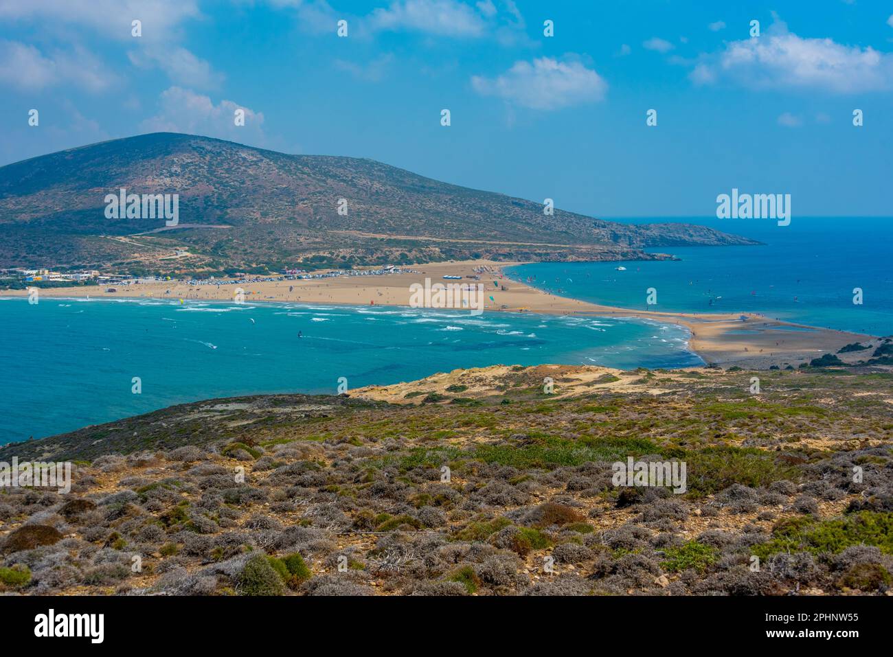 Panorama of Prasonisi beach at Greek island Rhodes Stock Photo - Alamy