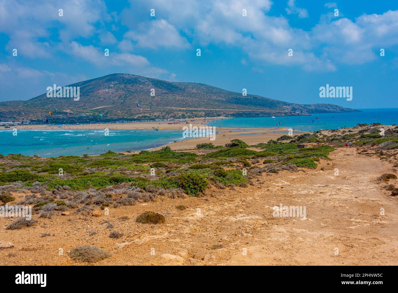 Panorama of Prasonisi beach at Greek island Rhodes Stock Photo - Alamy