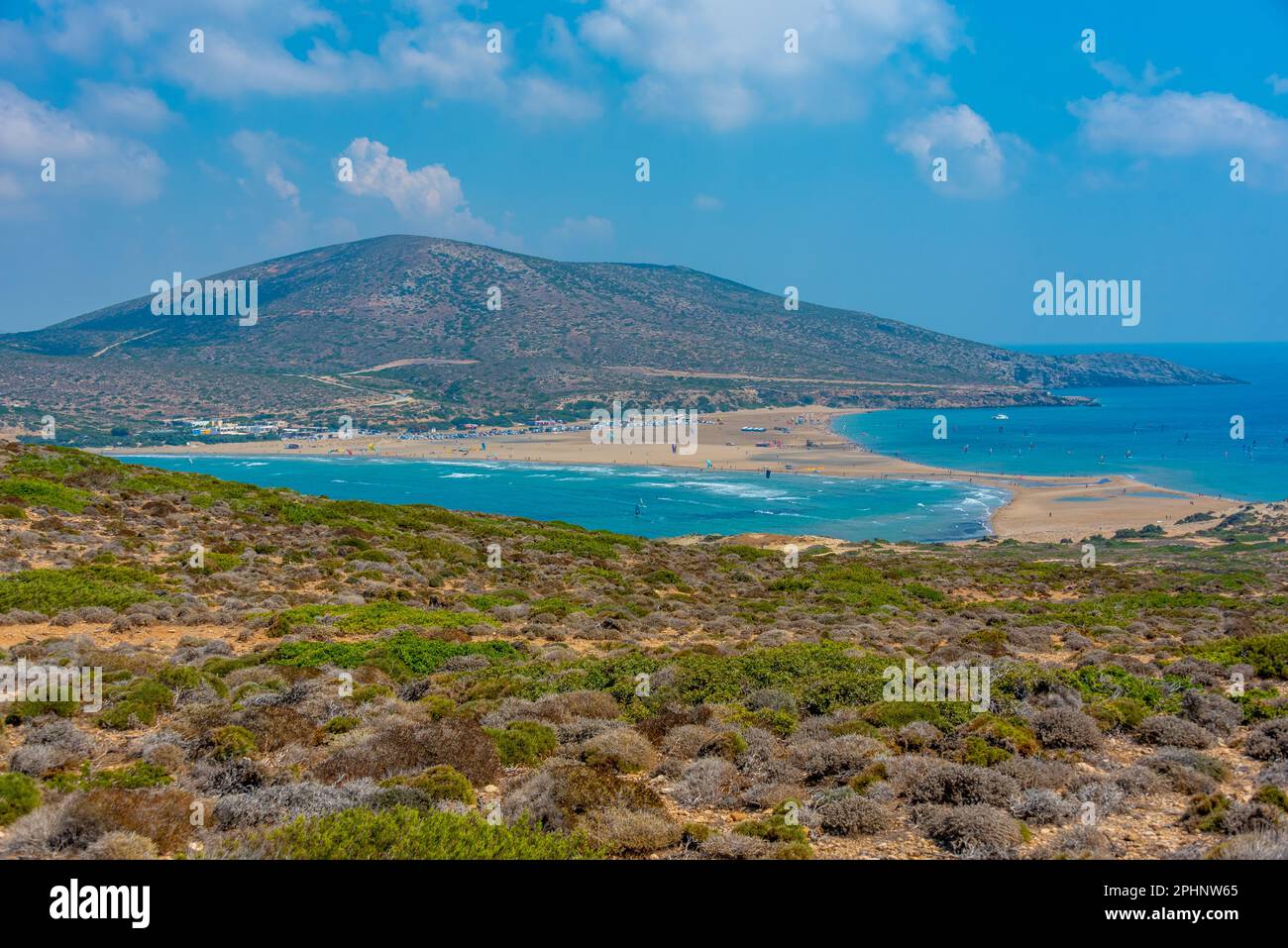 Panorama of Prasonisi beach at Greek island Rhodes Stock Photo - Alamy