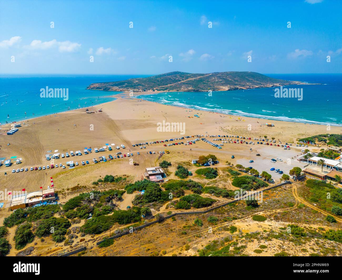 Panorama of Prasonisi beach at Greek island Rhodes Stock Photo - Alamy