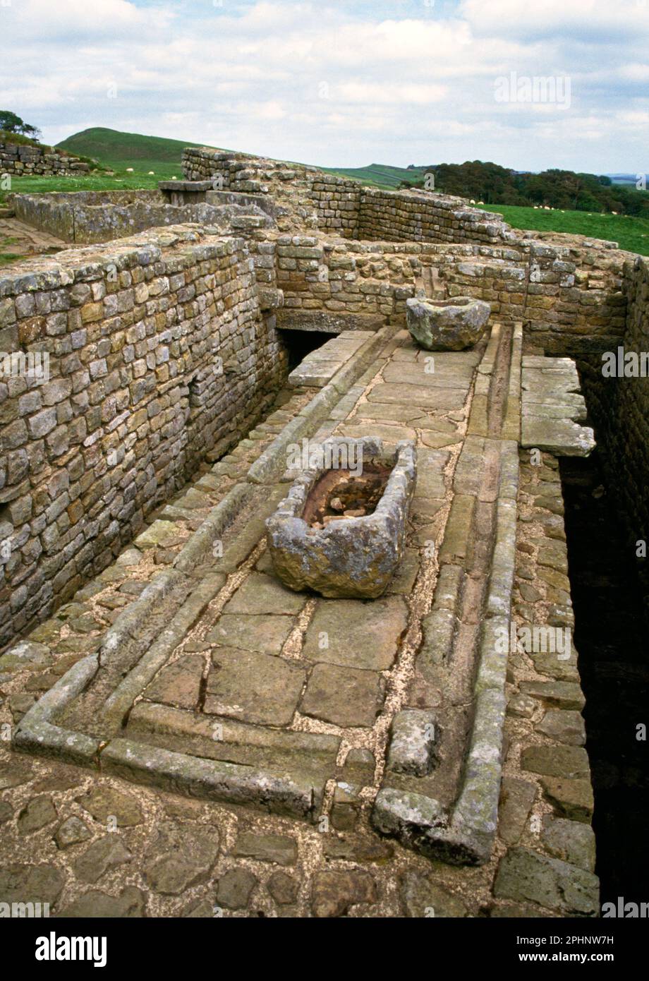 Latrines, water channel, and South East turret at the SE corner of ...