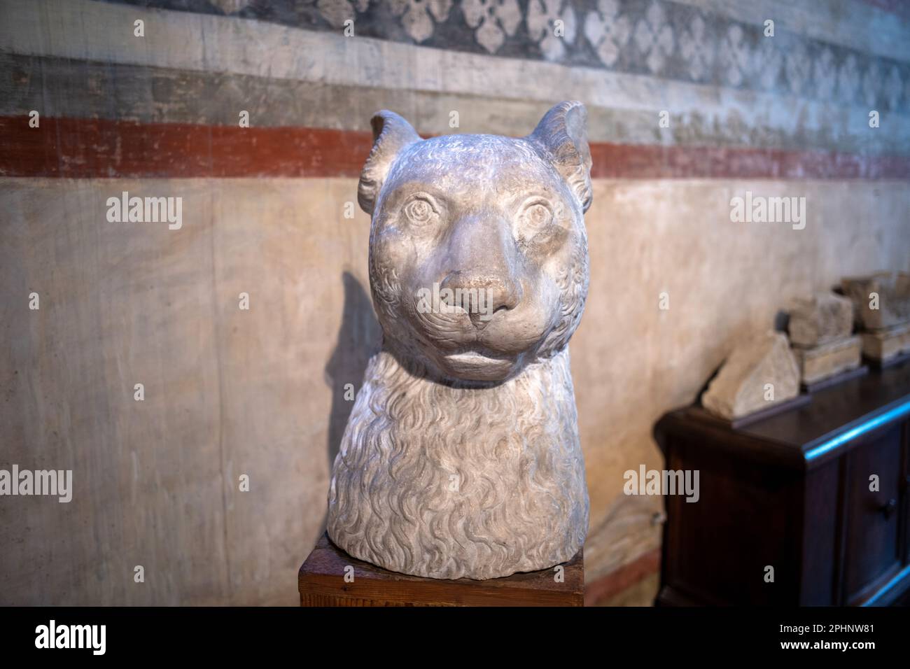 Feline head, 1st to 2nd century AD marble, Roman in the Salvatore ...