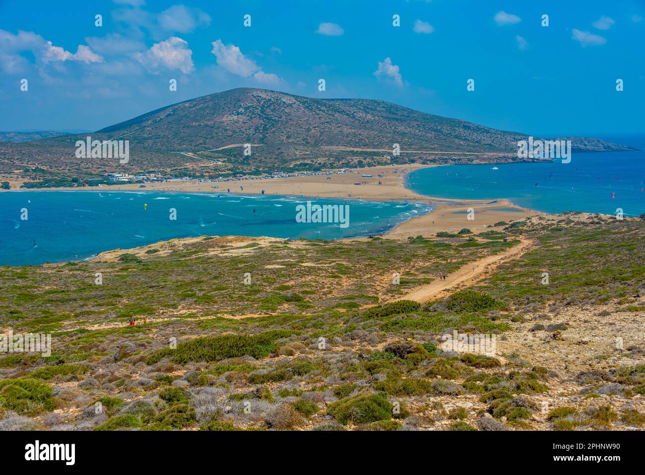 Panorama of Prasonisi beach at Greek island Rhodes Stock Photo - Alamy