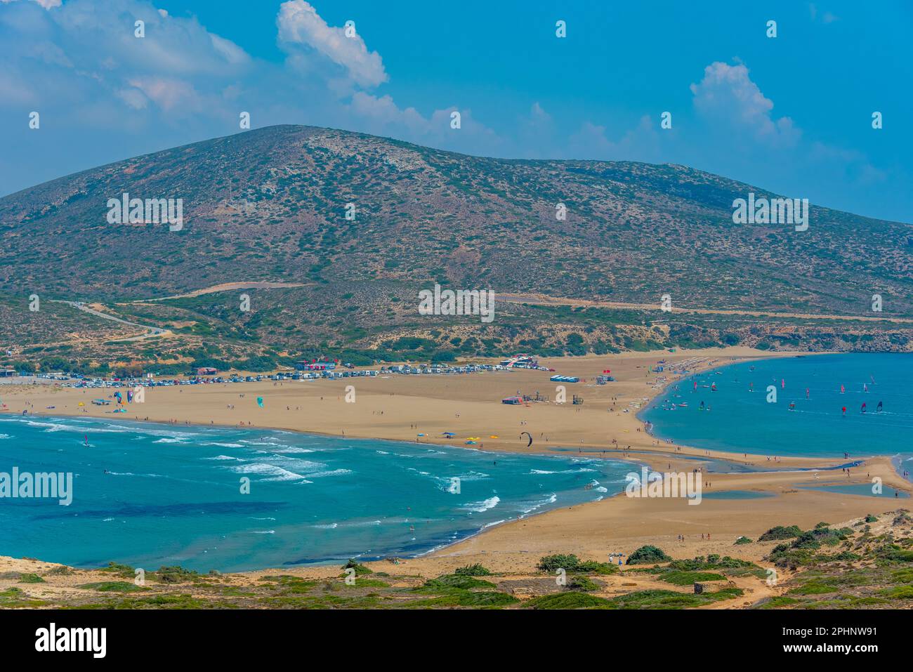 Panorama of Prasonisi beach at Greek island Rhodes Stock Photo - Alamy