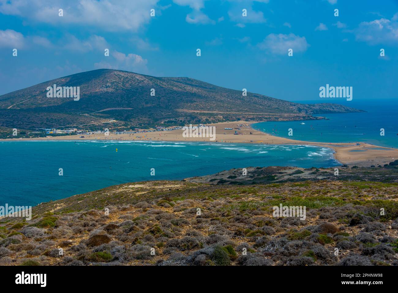 Panorama of Prasonisi beach at Greek island Rhodes Stock Photo - Alamy