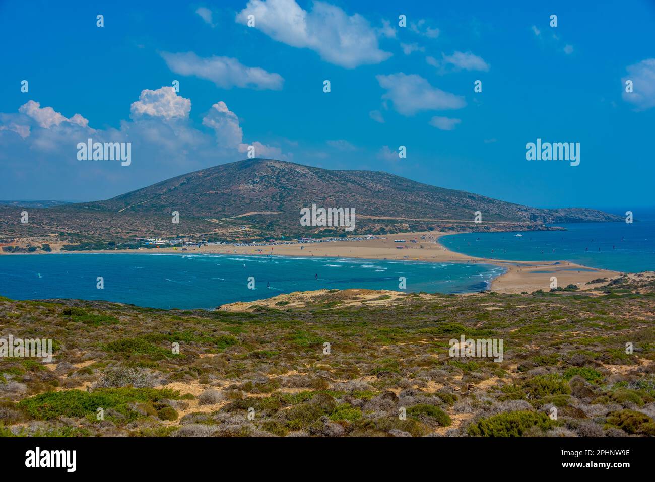Panorama of Prasonisi beach at Greek island Rhodes Stock Photo - Alamy