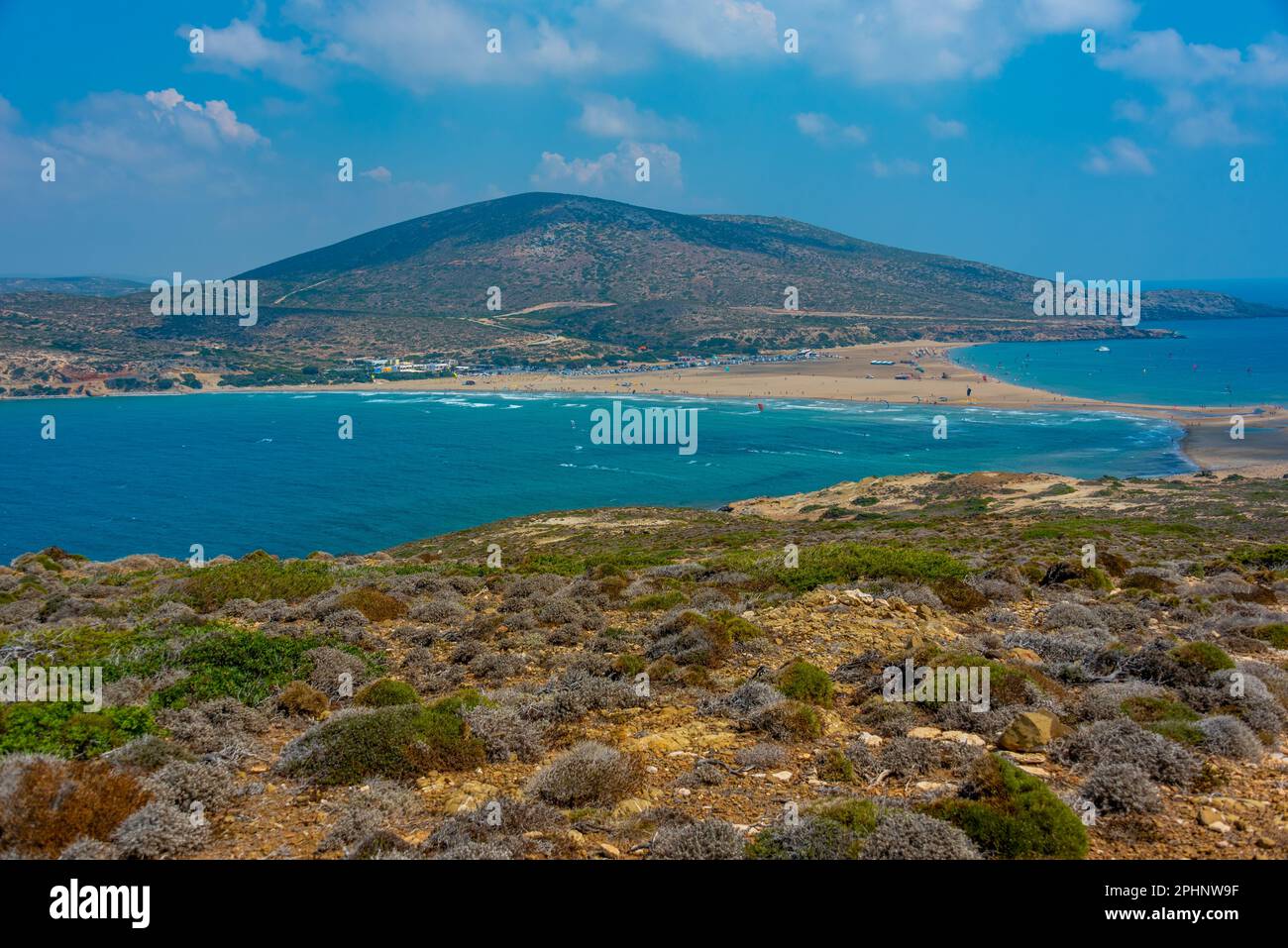 Panorama of Prasonisi beach at Greek island Rhodes Stock Photo - Alamy
