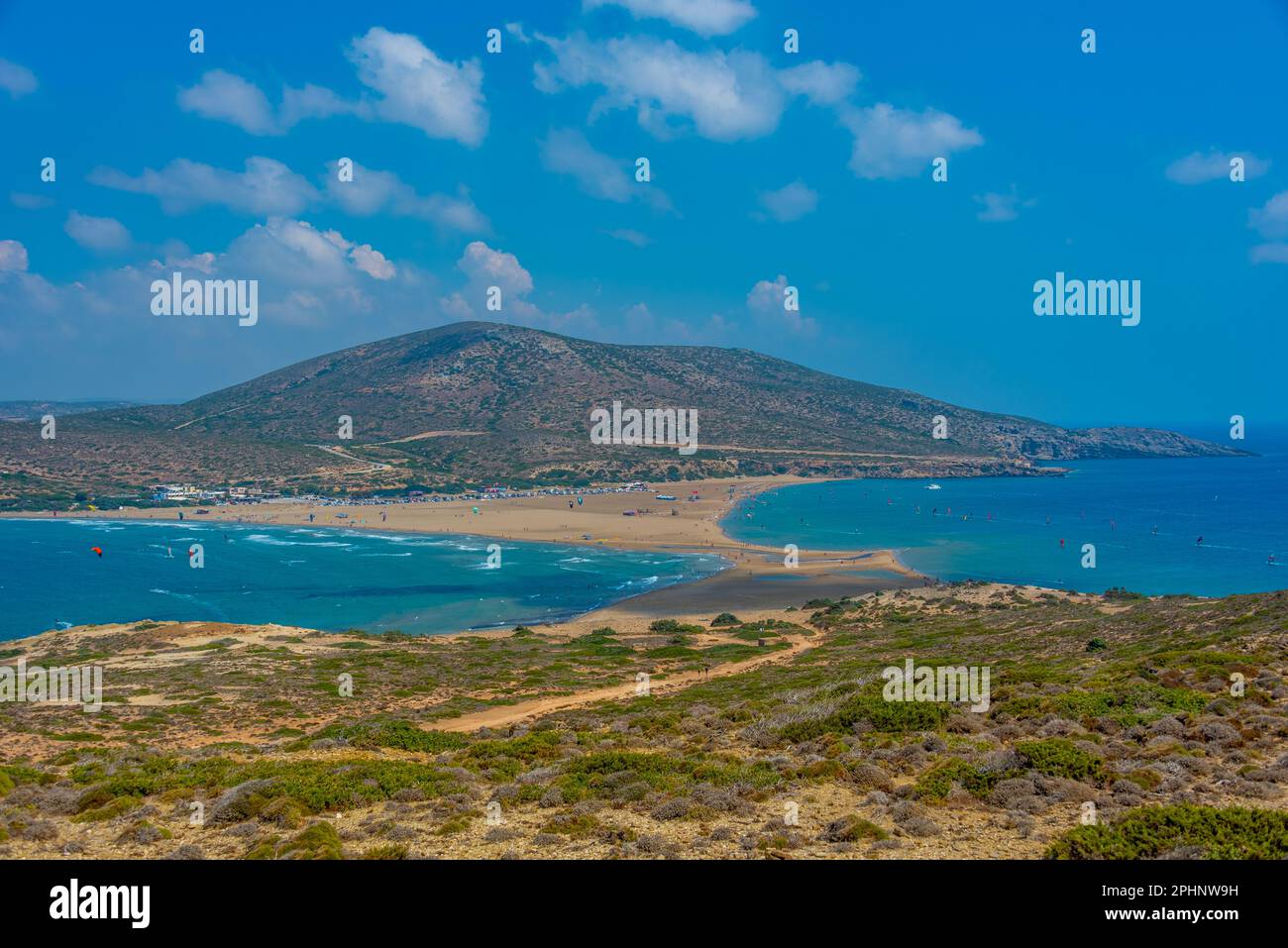 Panorama of Prasonisi beach at Greek island Rhodes Stock Photo - Alamy