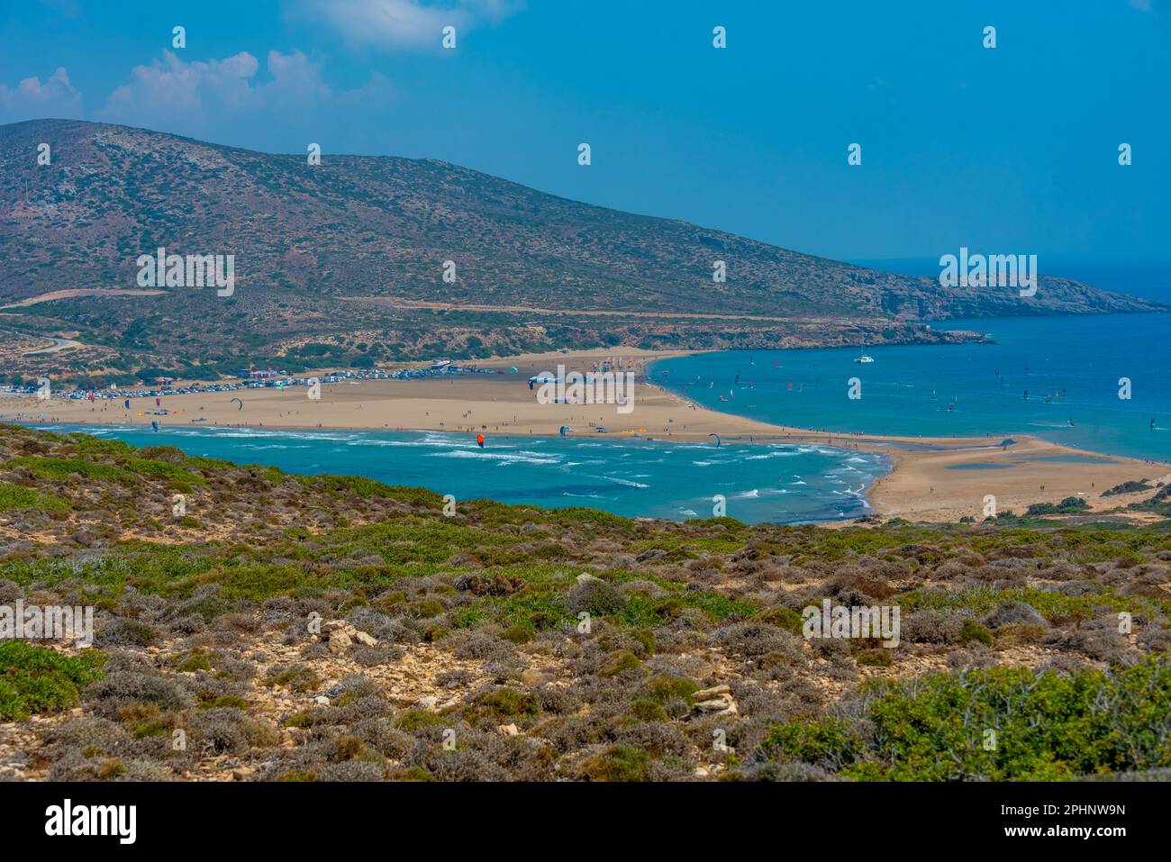 Panorama of Prasonisi beach at Greek island Rhodes Stock Photo - Alamy
