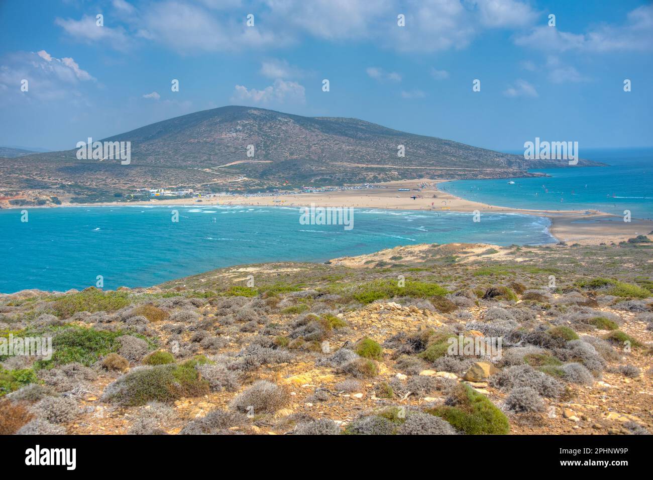 Panorama of Prasonisi beach at Greek island Rhodes Stock Photo - Alamy