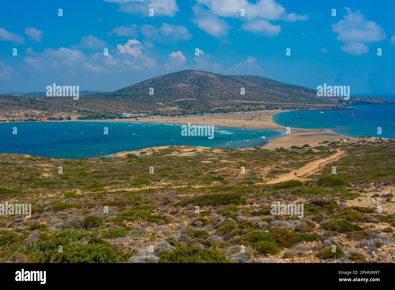 Panorama of Prasonisi beach at Greek island Rhodes Stock Photo - Alamy