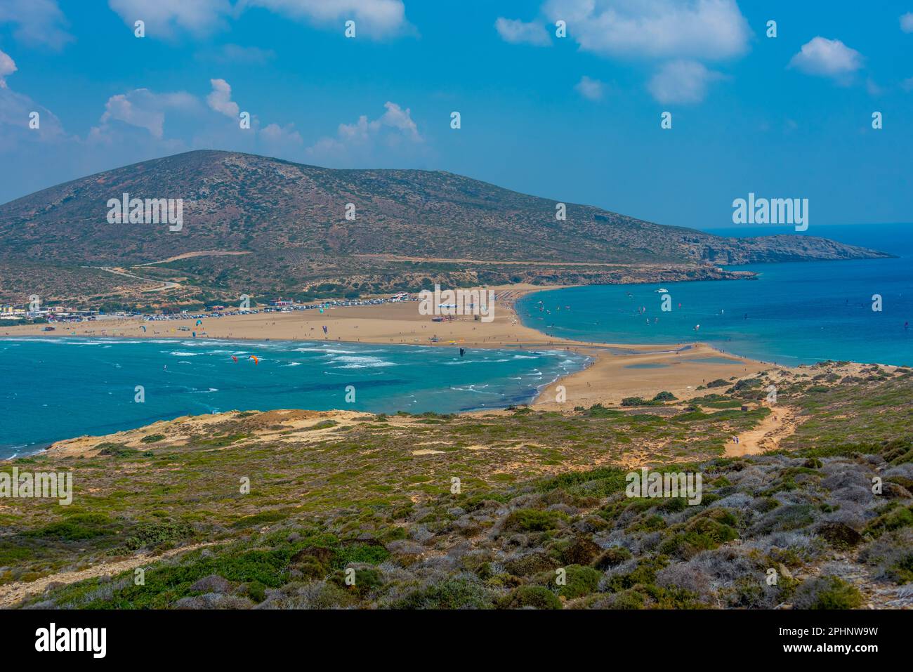 Panorama of Prasonisi beach at Greek island Rhodes Stock Photo - Alamy