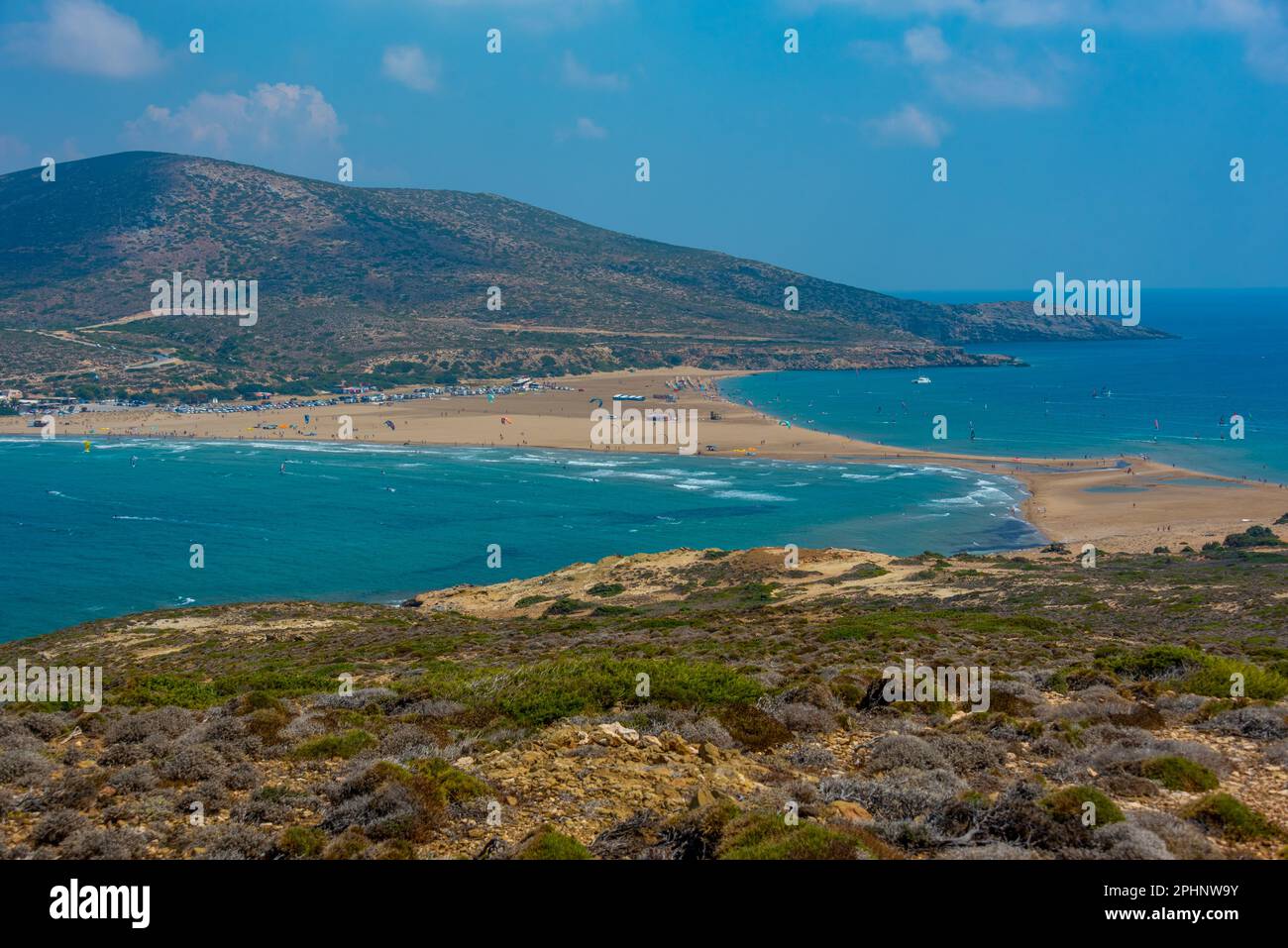 Panorama of Prasonisi beach at Greek island Rhodes Stock Photo - Alamy