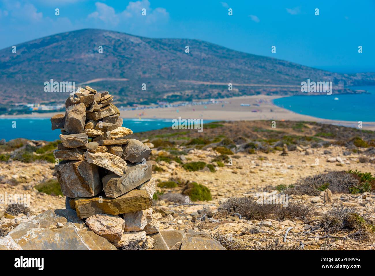 Panorama of Prasonisi beach at Greek island Rhodes Stock Photo - Alamy