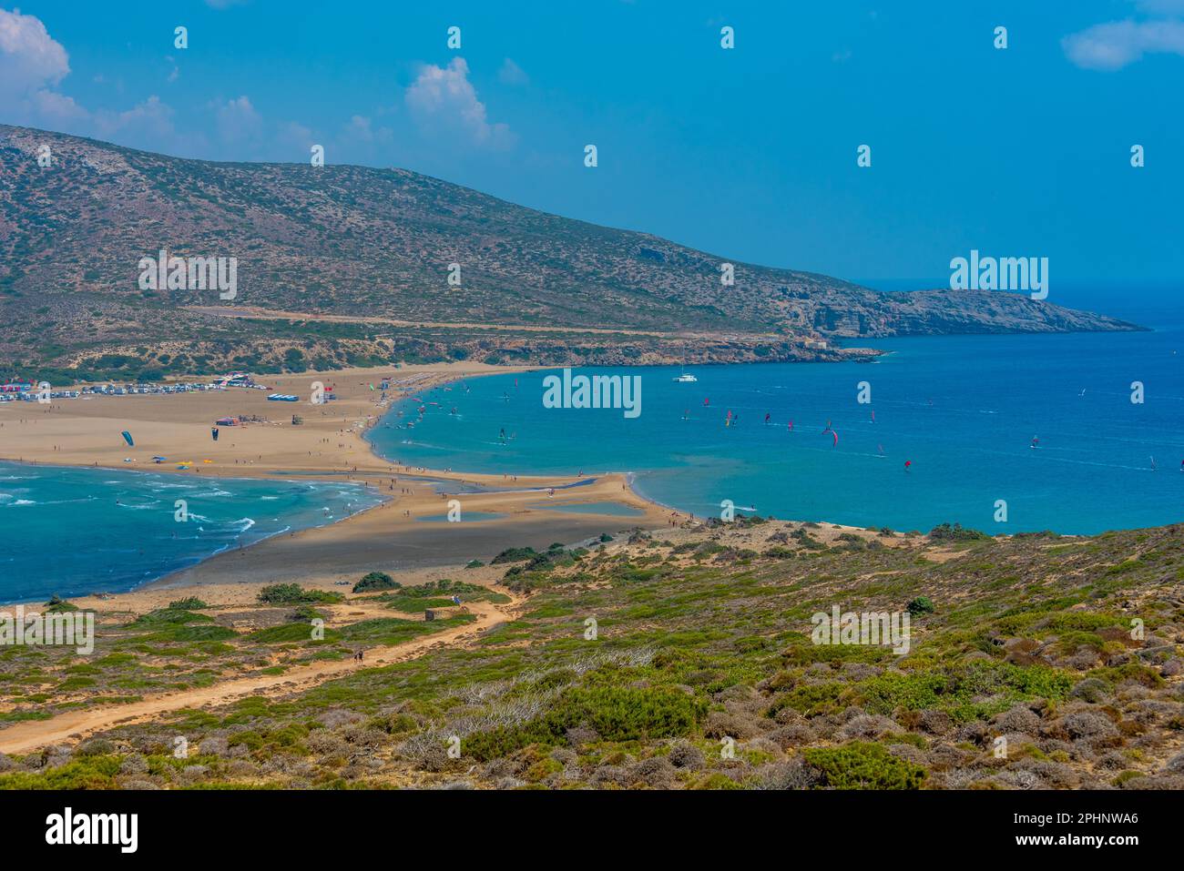 Panorama of Prasonisi beach at Greek island Rhodes Stock Photo - Alamy