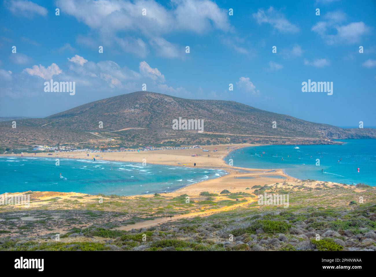Panorama of Prasonisi beach at Greek island Rhodes Stock Photo - Alamy