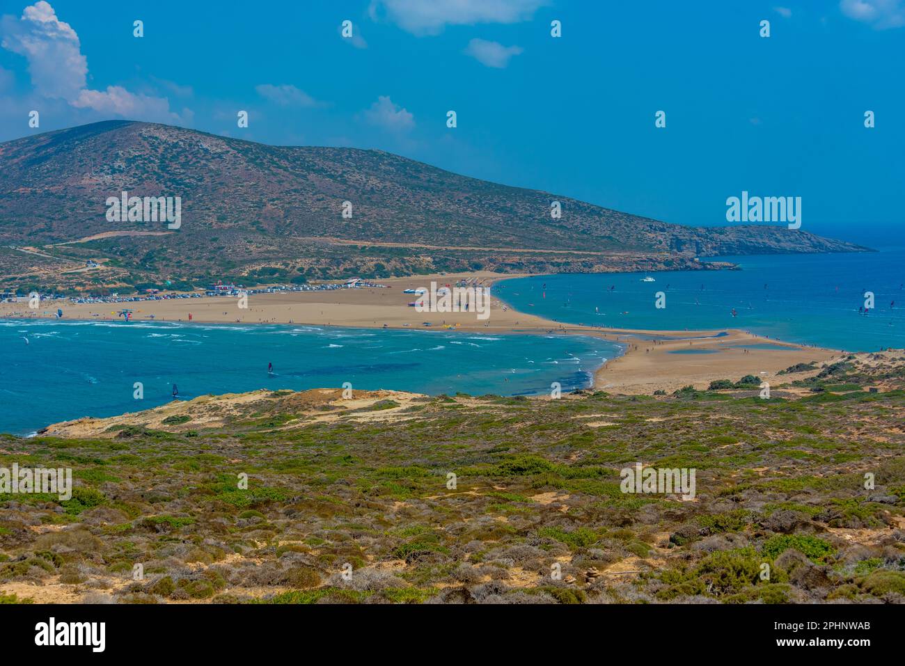 Panorama of Prasonisi beach at Greek island Rhodes Stock Photo - Alamy