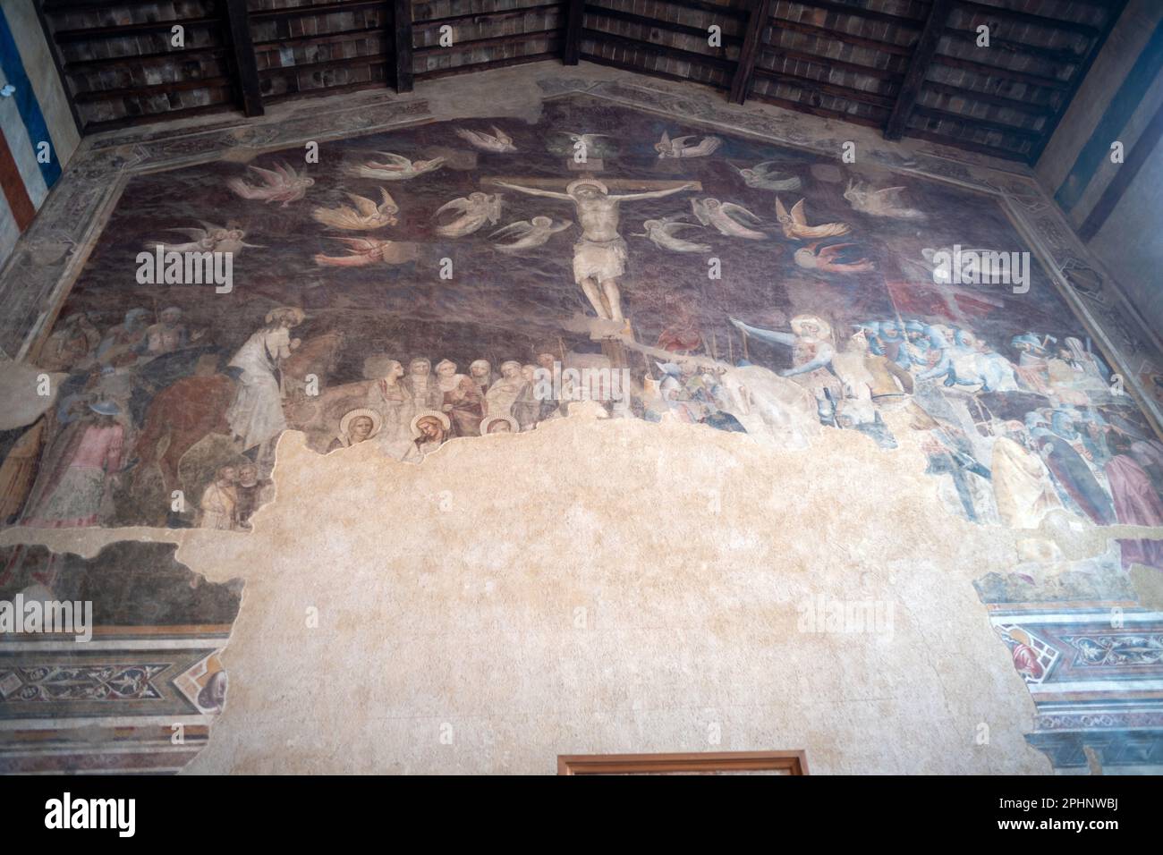Fresco by Andrea Orcagna depicting the Crucifixion and the Last Supper ...