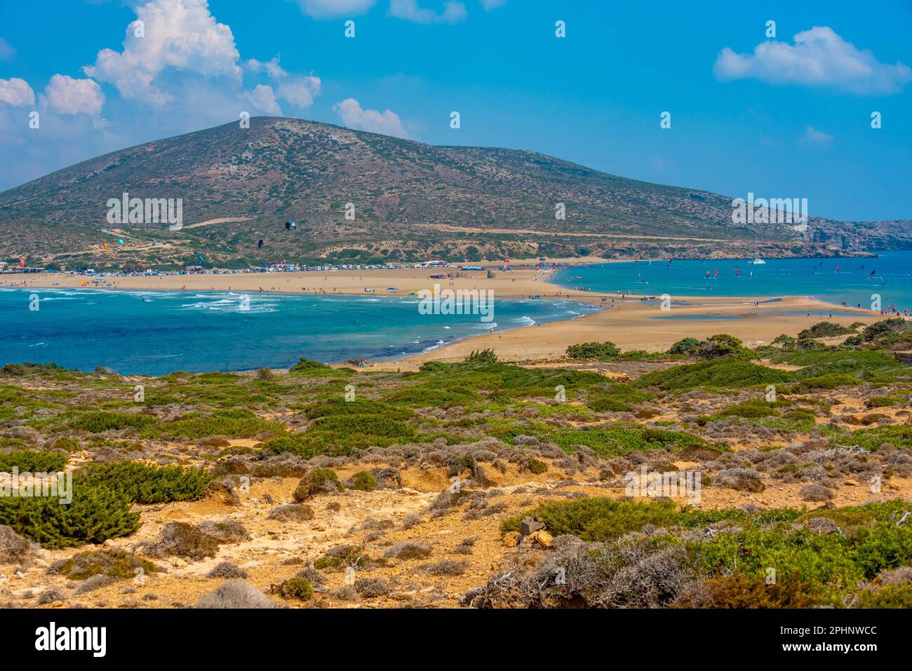 Panorama of Prasonisi beach at Greek island Rhodes Stock Photo - Alamy