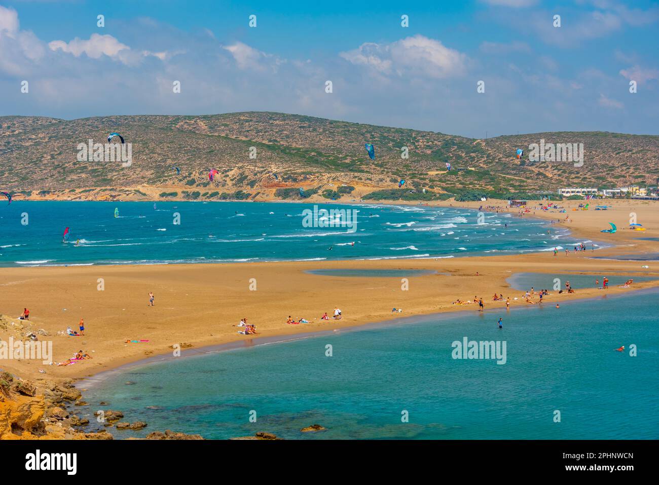 Panorama of Prasonisi beach at Greek island Rhodes Stock Photo - Alamy