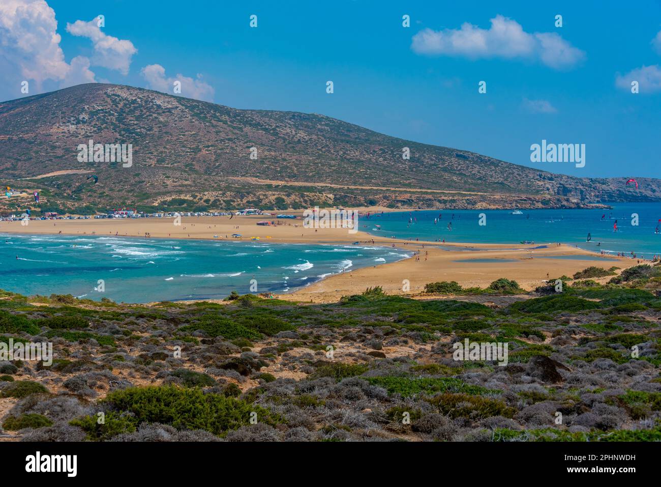 Panorama of Prasonisi beach at Greek island Rhodes Stock Photo - Alamy