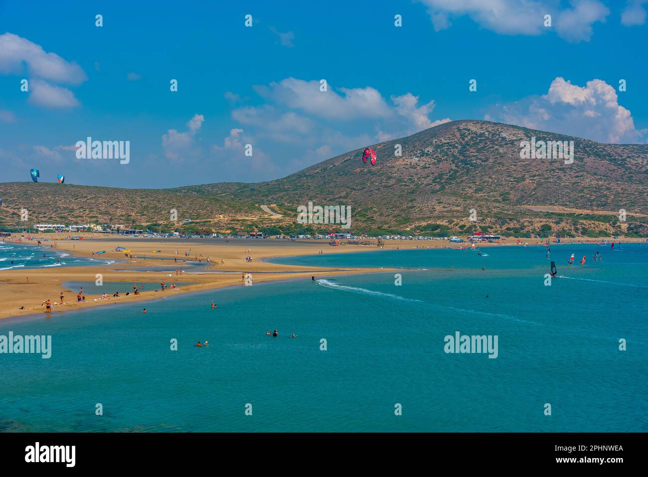 Panorama of Prasonisi beach at Greek island Rhodes Stock Photo - Alamy