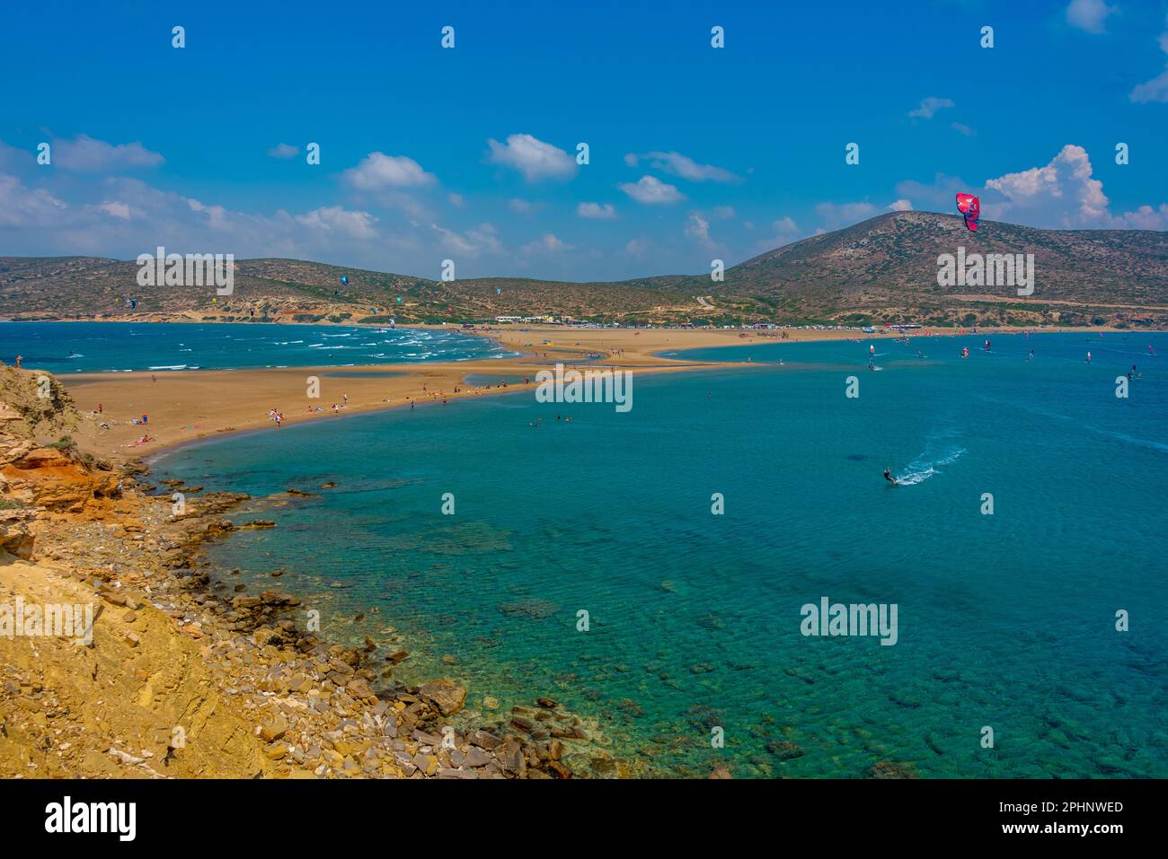 Panorama of Prasonisi beach at Greek island Rhodes Stock Photo - Alamy