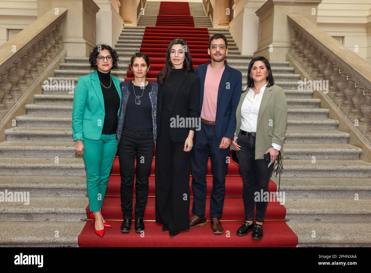 Berlin, Germany. 29th Mar, 2023. Gollaleh Ahmadi (l-r), Bahar ...