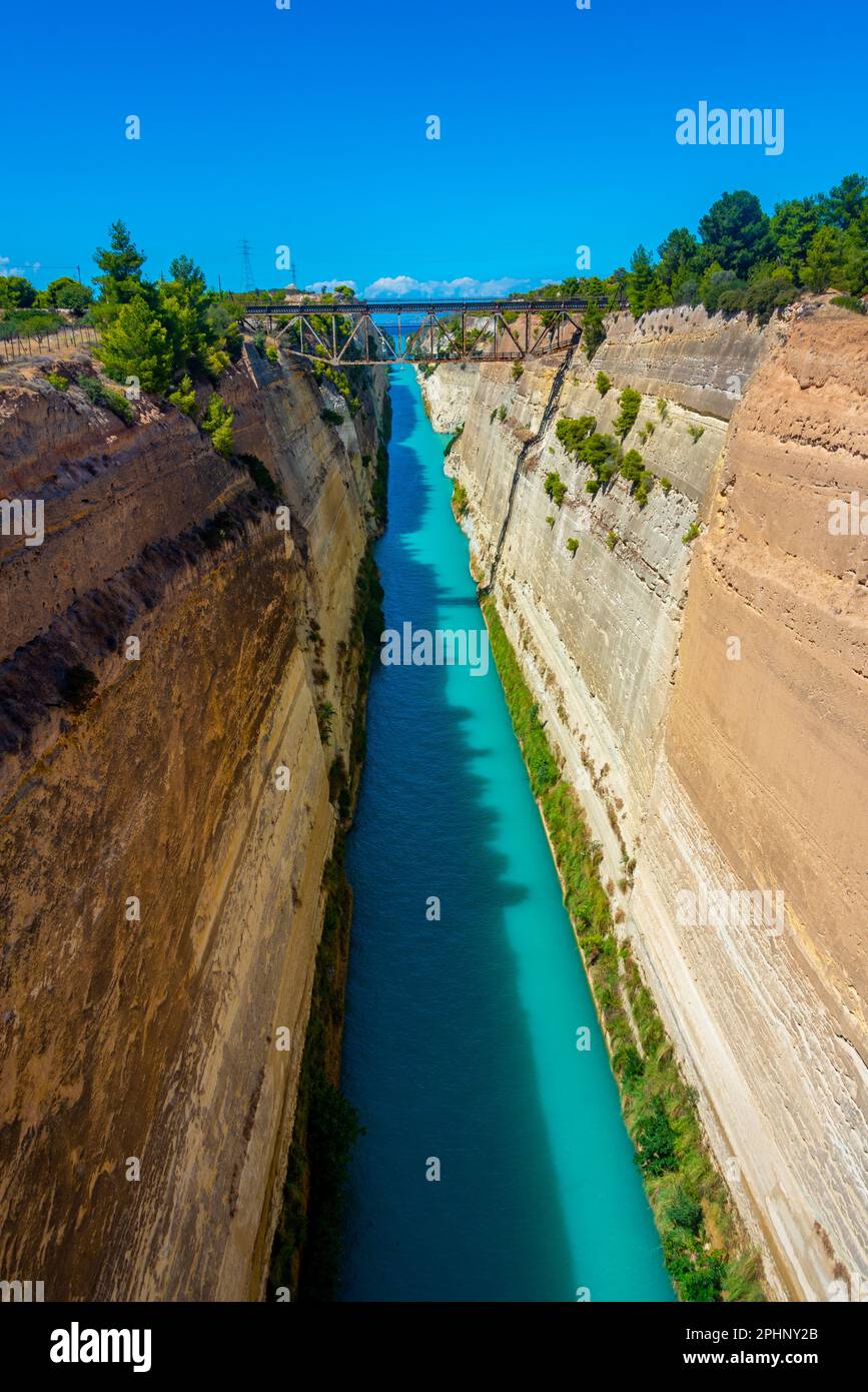 Aerial view of Corinth channel in Greece Stock Photo - Alamy
