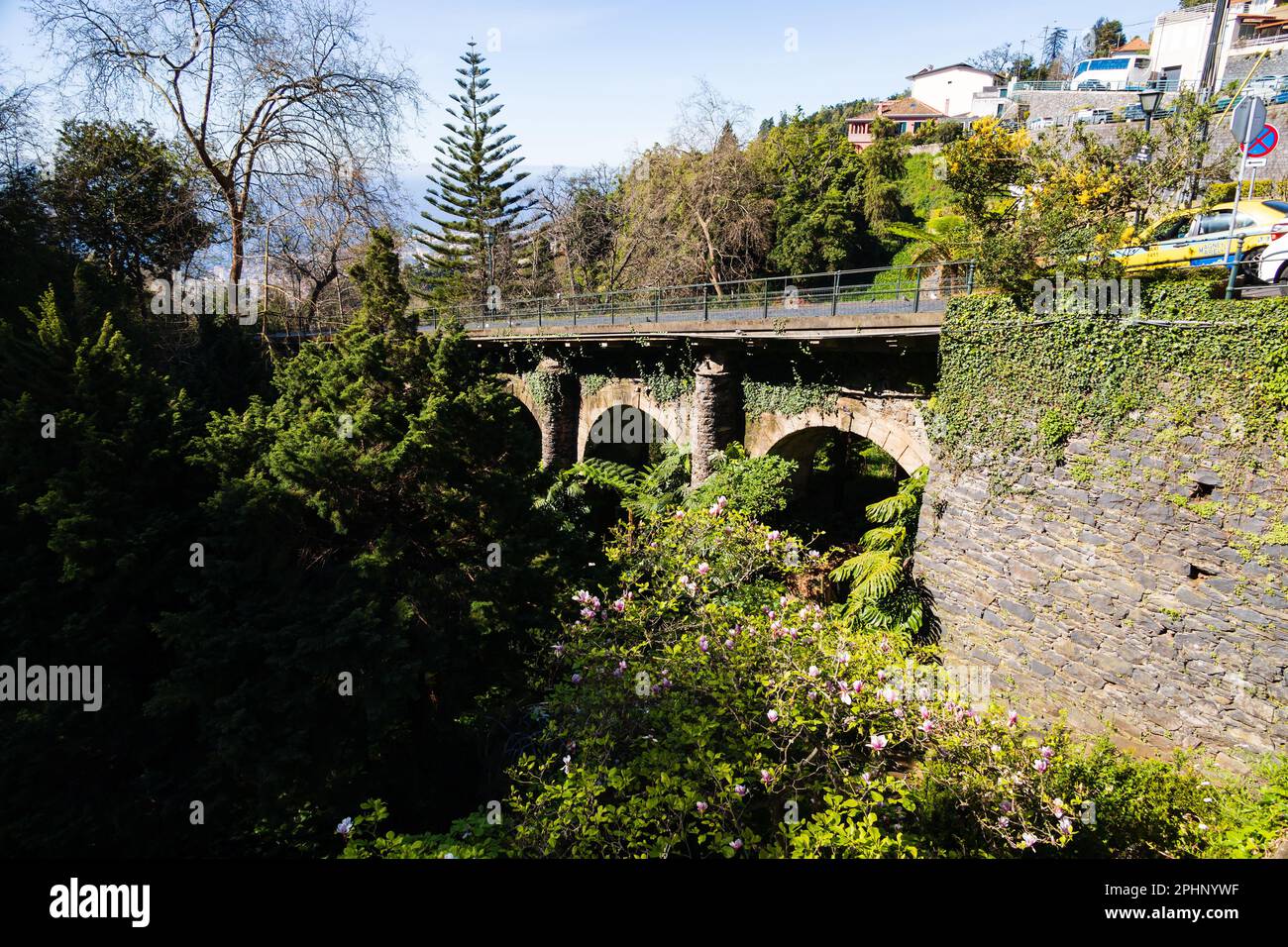 Remains of the old Monte rack railway bridge, Monte, Funchal, Madeira ...