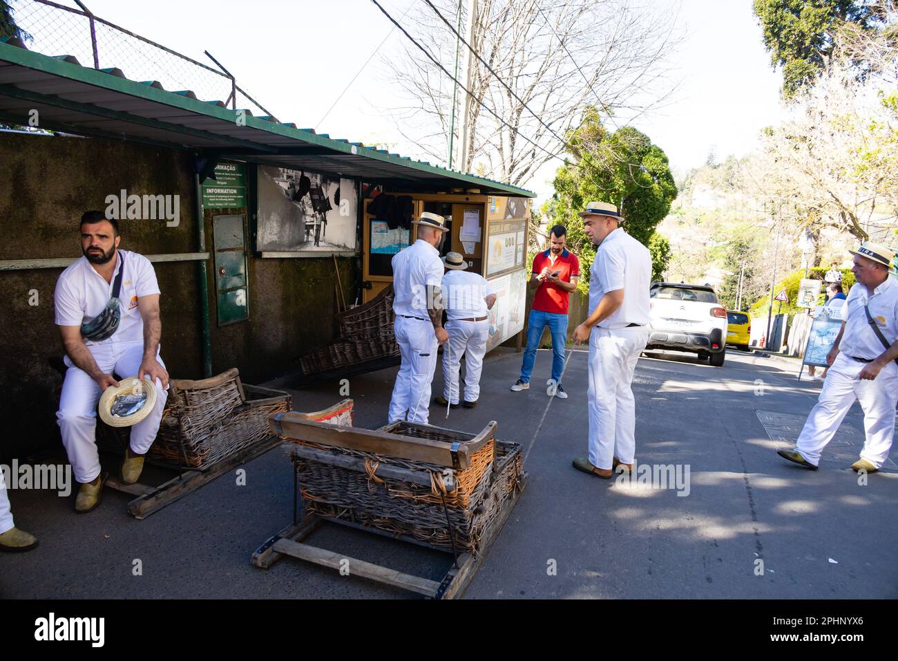 Famous wicker basket toboggan run from Monte, Funchal, Madeira ...