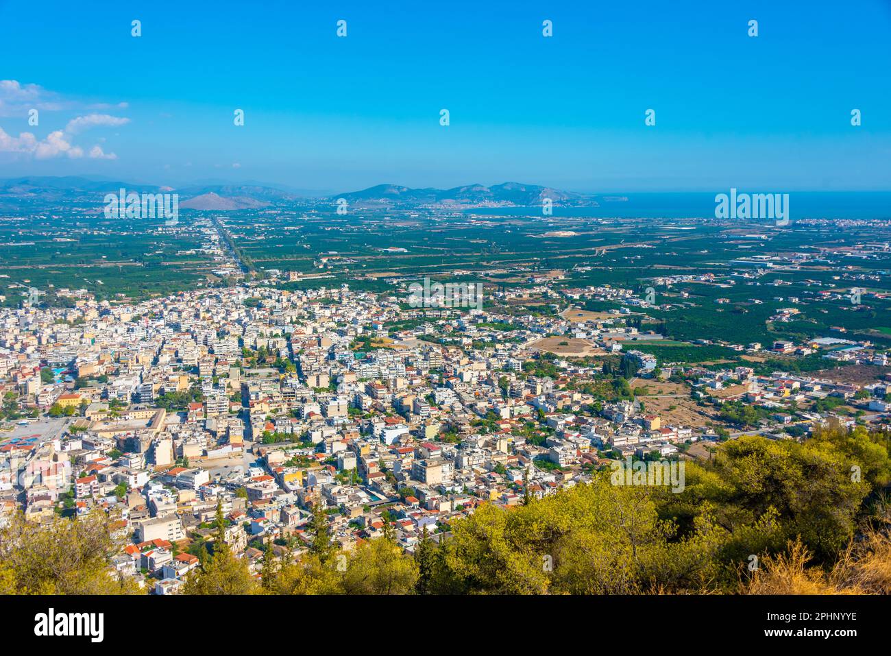 Panorama view of Greek town Argos Stock Photo - Alamy