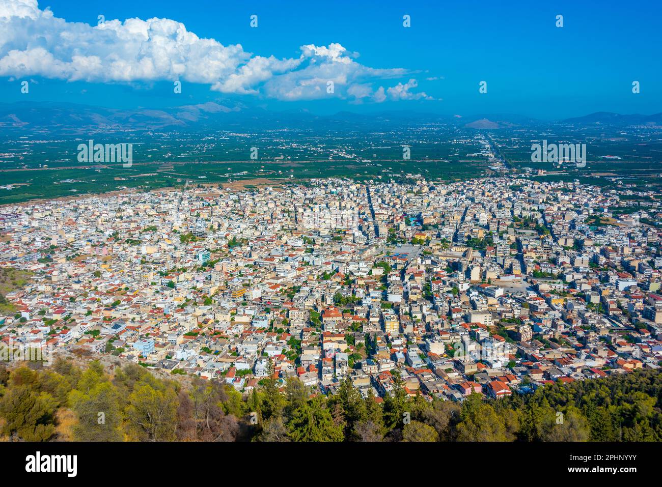 Panorama view of Greek town Argos Stock Photo - Alamy