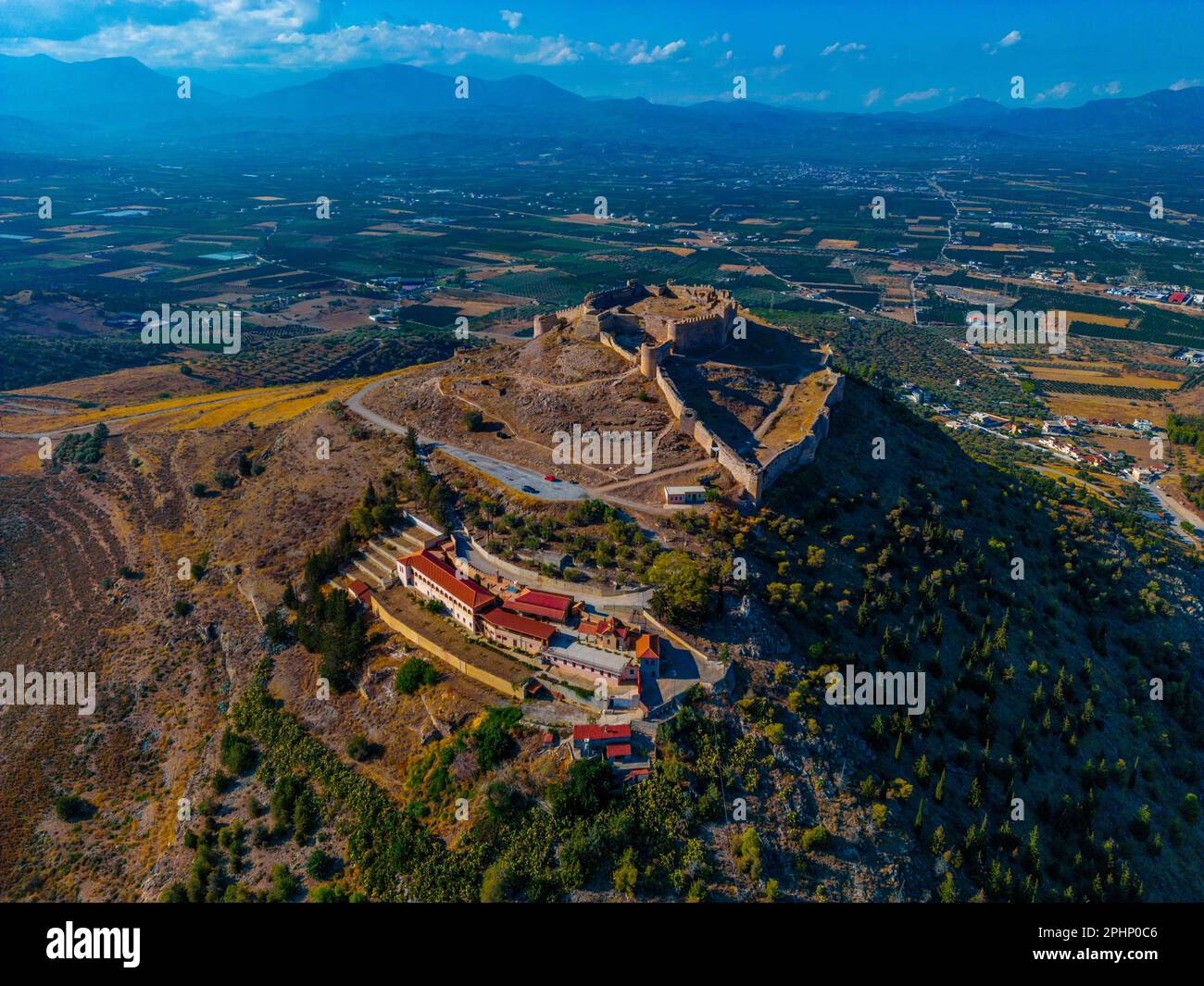 Panorama view of Larissa castle and Holy Monastery of Agia Marina Argos ...