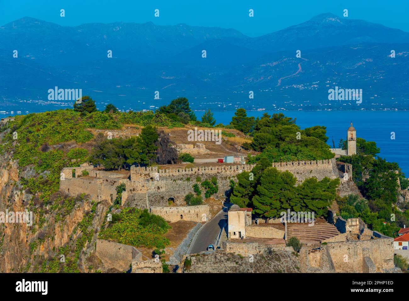 Panorama view of Akronafplia's Castle in Nafplio, Greece Stock Photo ...