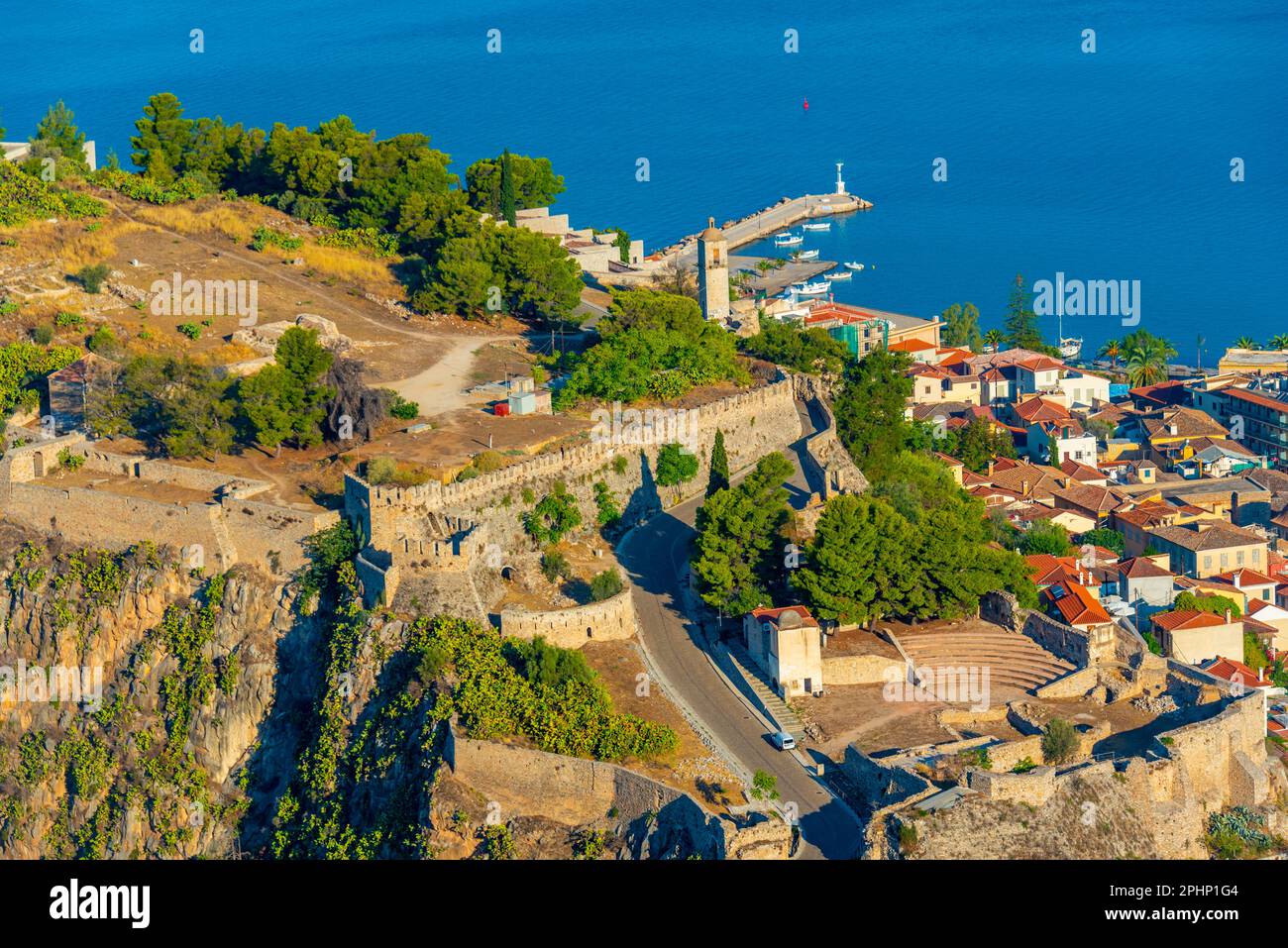 Panorama view of Akronafplia's Castle in Nafplio, Greece Stock Photo ...