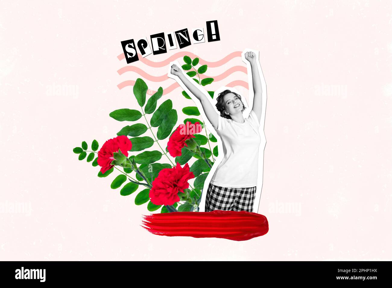 Minimal collage photo artwork image picture of cute lovely lady wake up ...