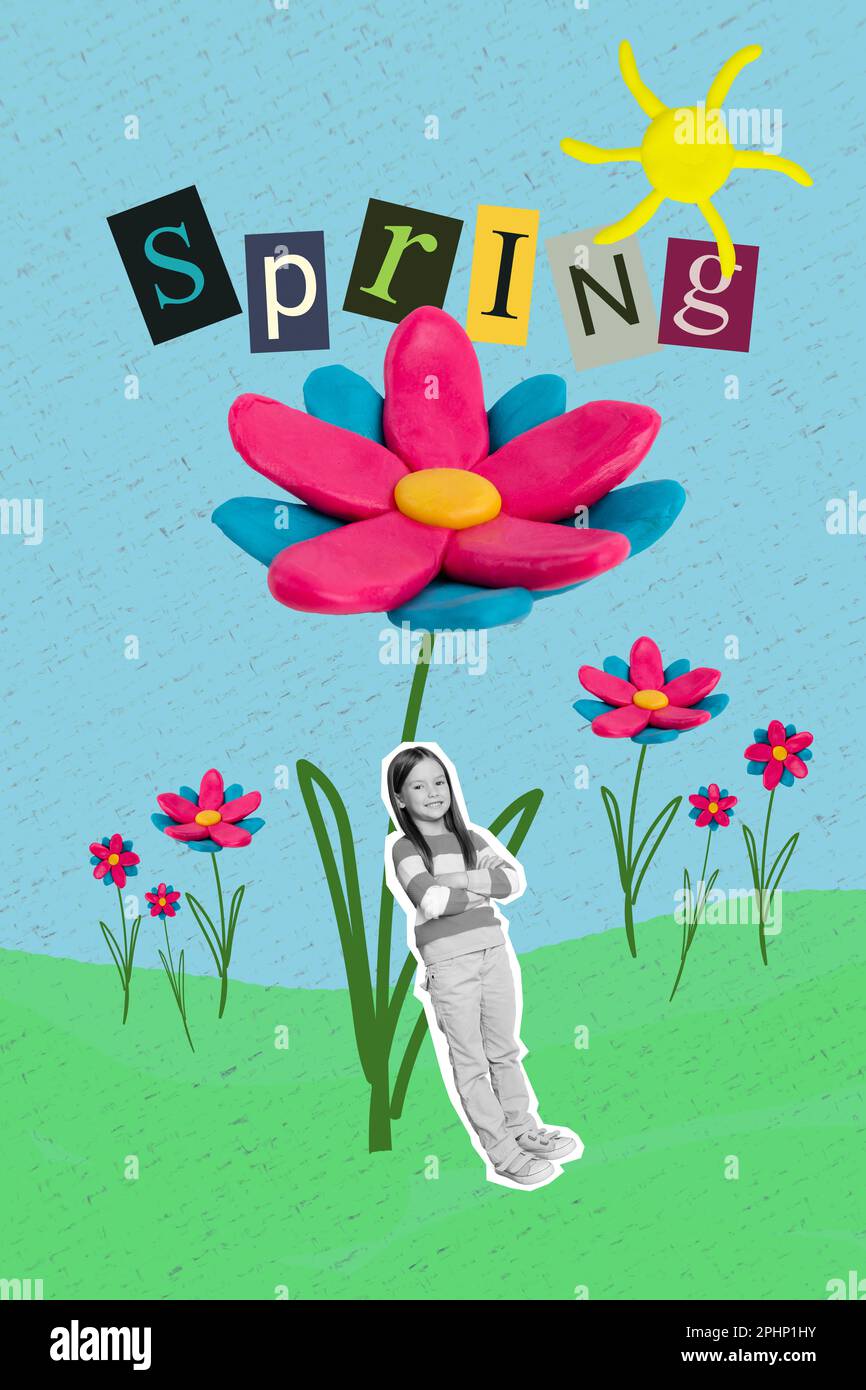 Vertical collage pinup image picture of pretty lovely preteen age girl ...