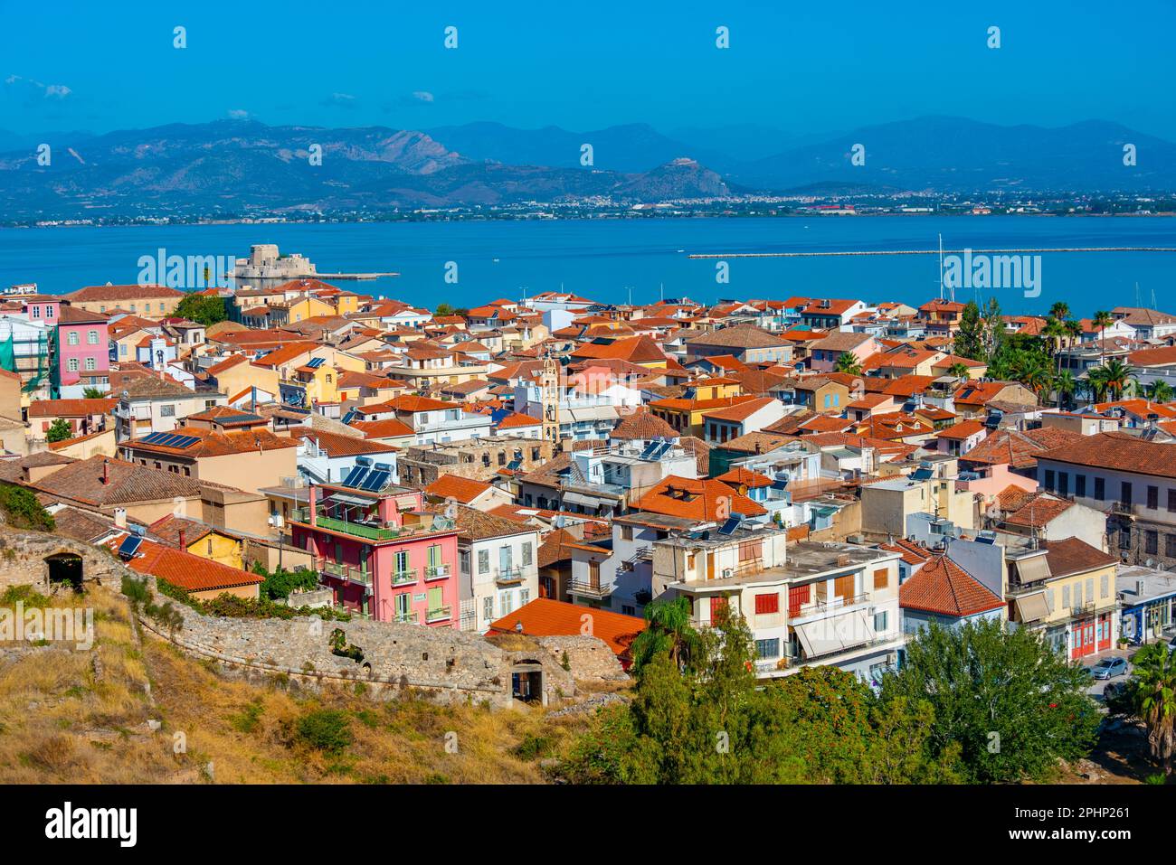 Aerial view of Greek town Nafplio Stock Photo - Alamy