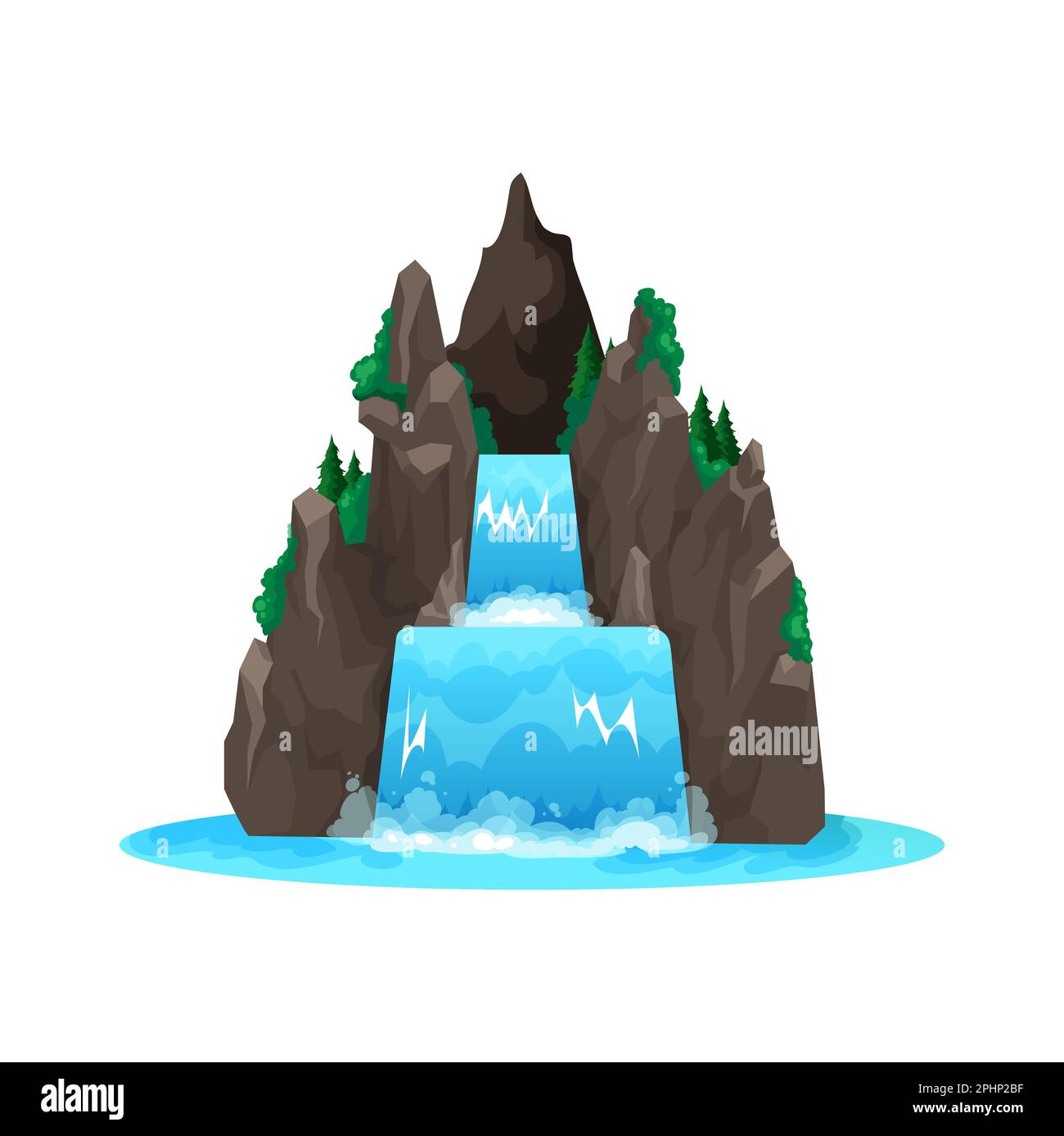 Cartoon waterfall or water cascade, nature landscape of mountain river ...