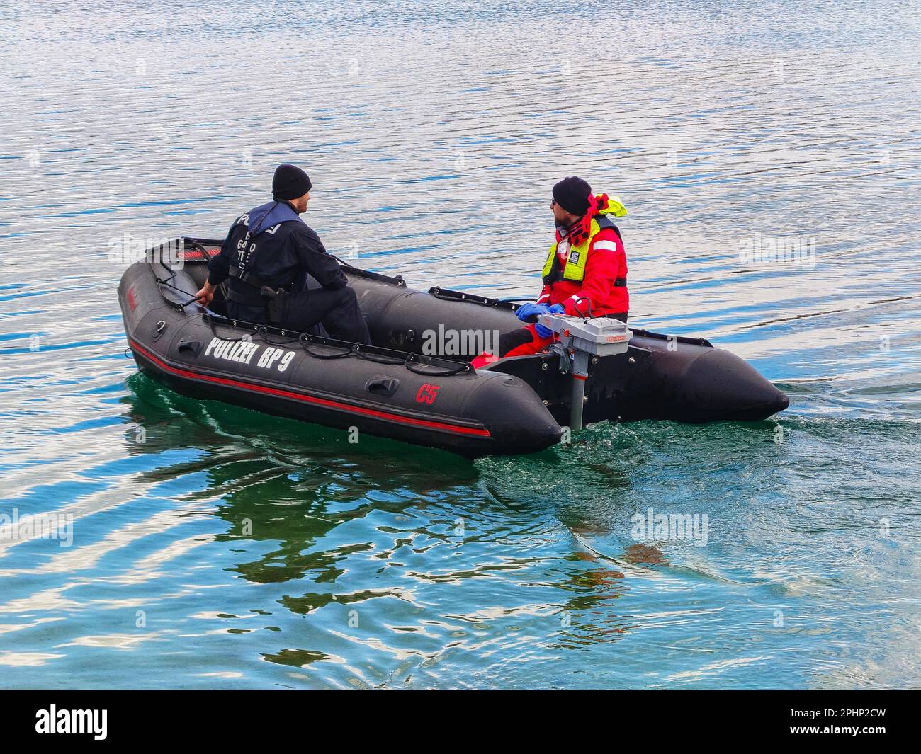 March 28, 2023, Munich, Bavaria, Germany: A Bavarian Police boat newly ...