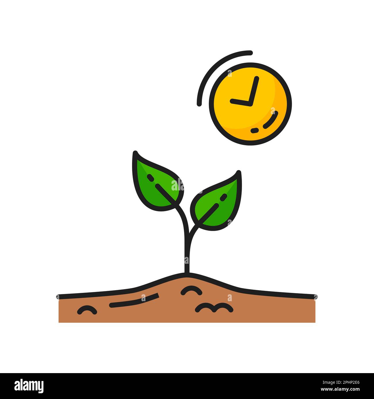 Plant growth time, agriculture and agronomy color line icon. Plant grow ...