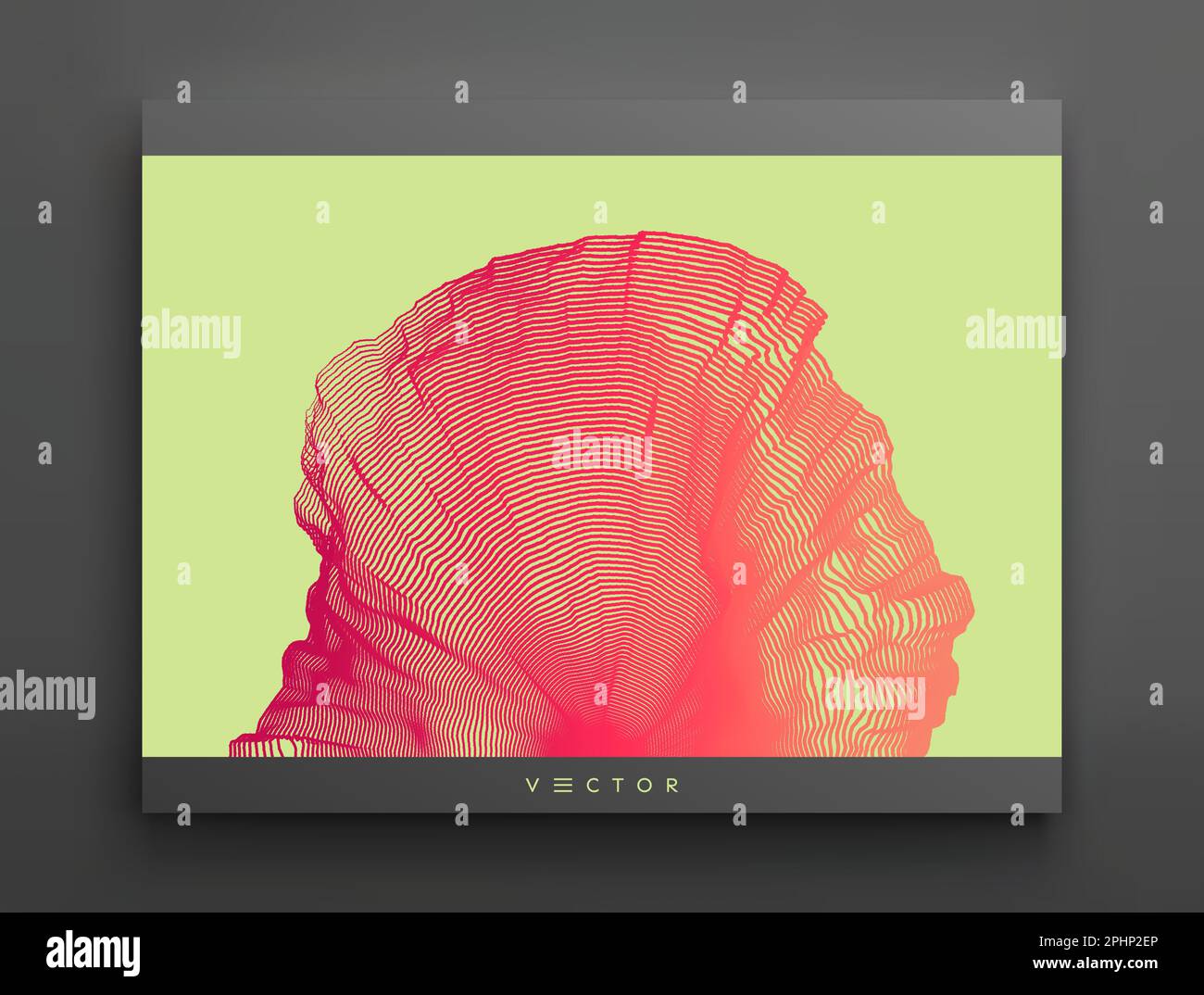 Cover design template. Abstract background with dynamic particles. Circular grid pattern. 3d ...