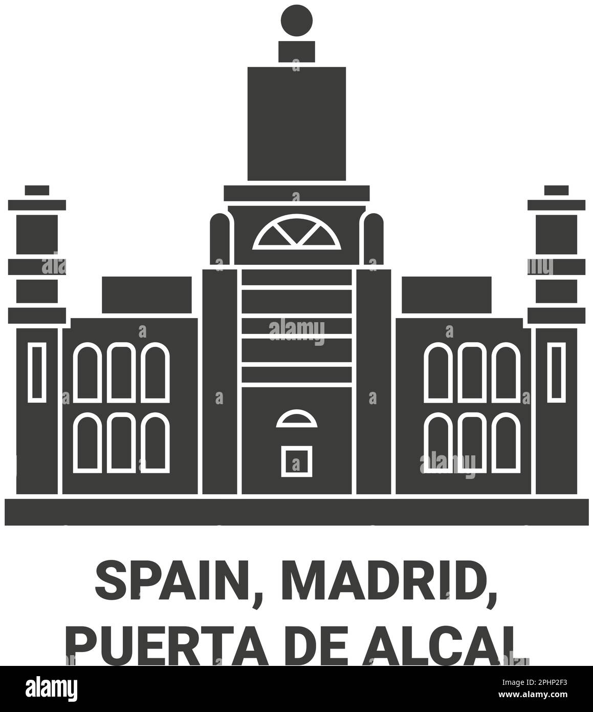 Spain, Madrid, Puerta De Alcal travel landmark vector illustration ...