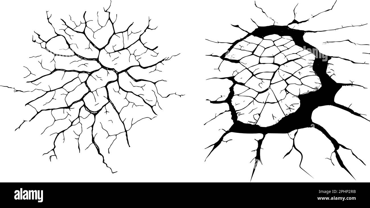 Damage from natural disasters, earthquakes or drought. Split, crack and ...