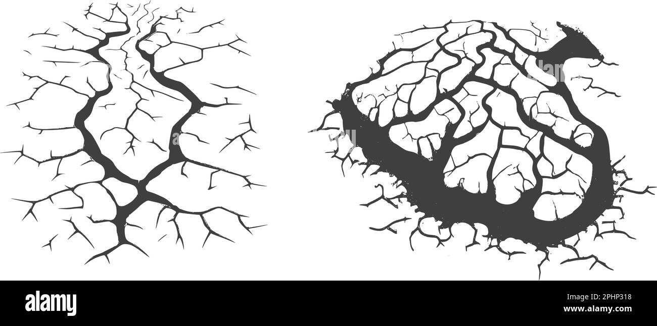 Damage from natural disasters, earthquakes or drought. Split, crack and ...