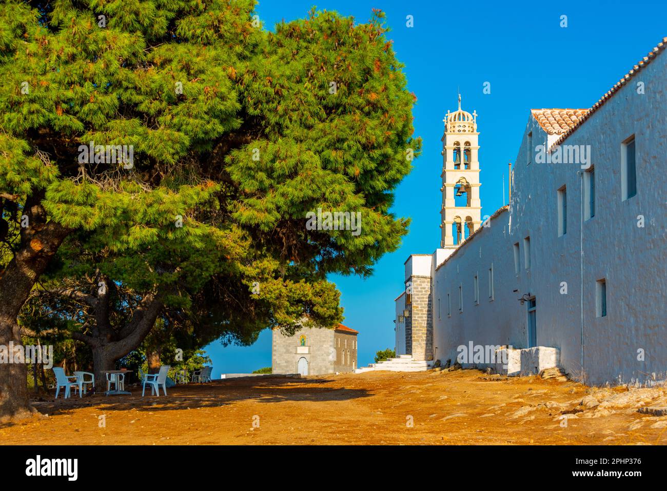 Prophet Elias Monastery at Hydra island in Greece Stock Photo - Alamy