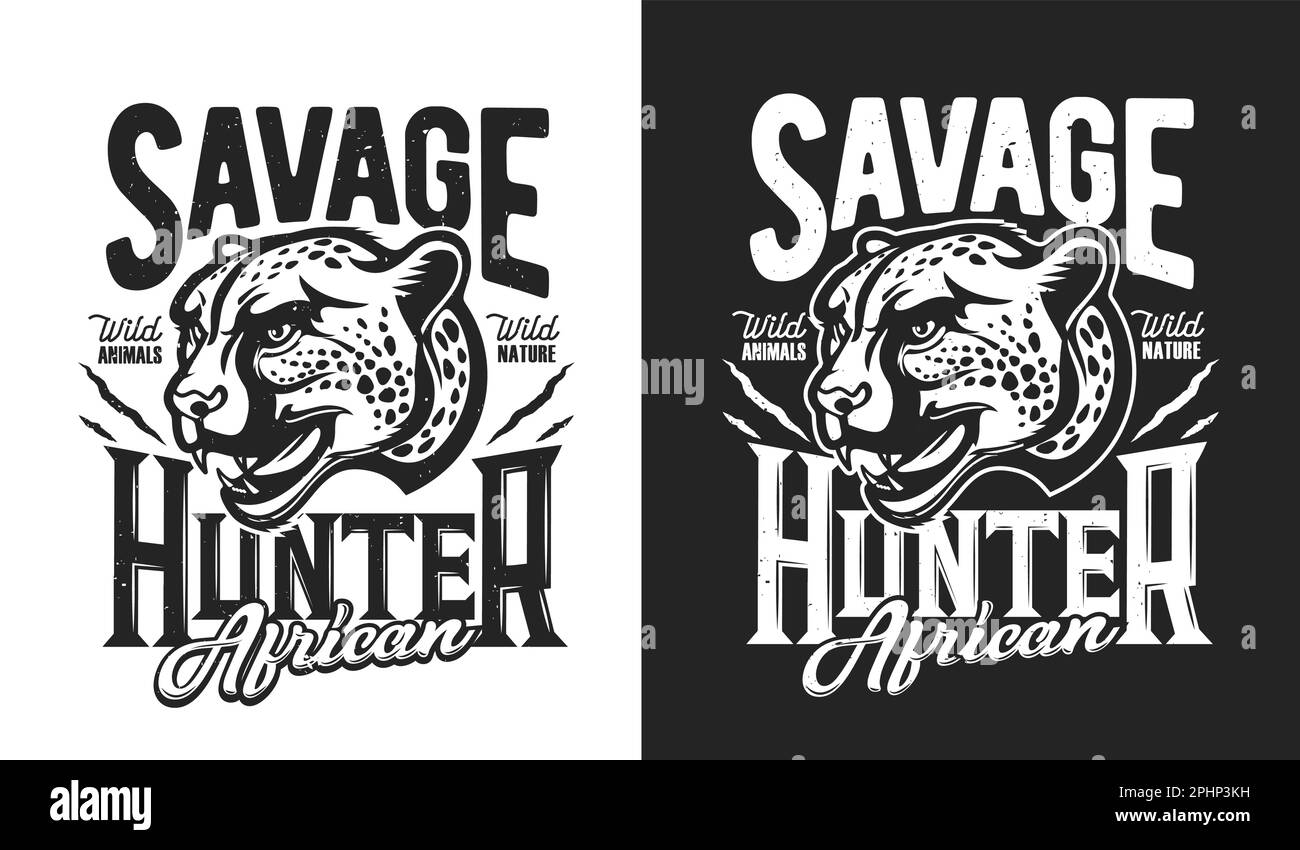 African cheetah mascot, hunting club t-shirt print, hunters sport club ...